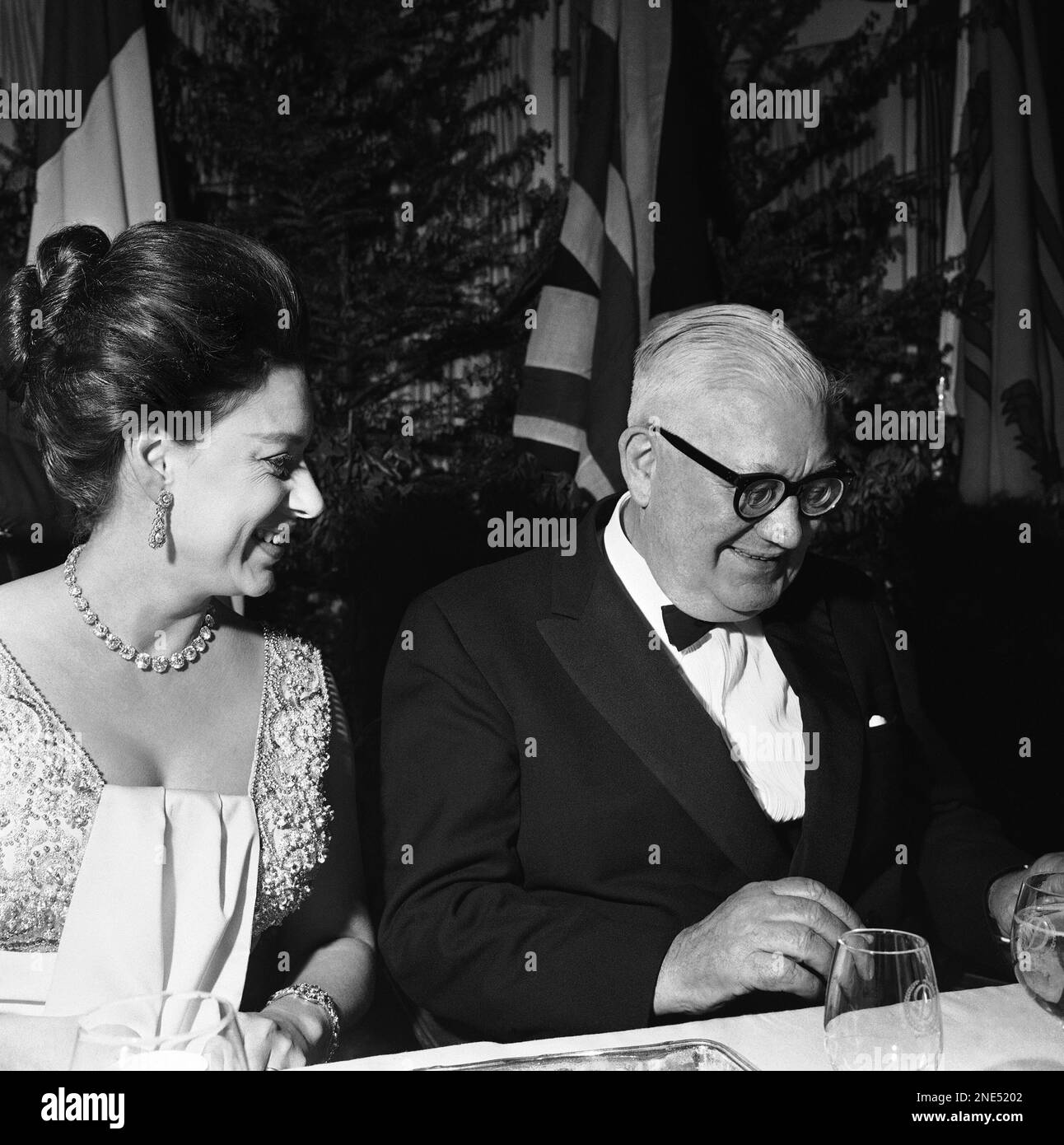 A Radiant Princess Margaret shares a joke with her host, Canadian-born ...