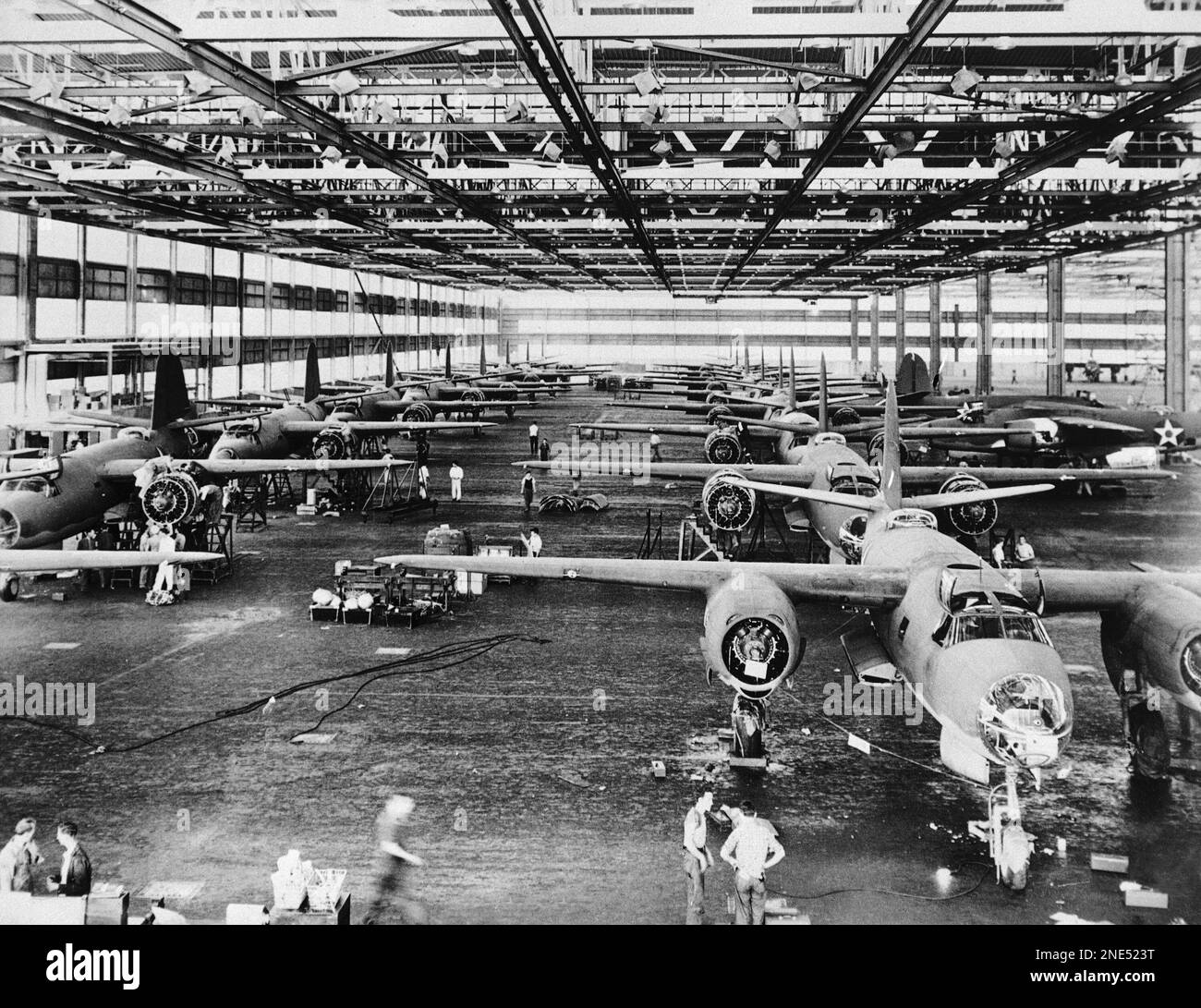 One corner of the huge Glenn L. Martin airplane plant in America ...