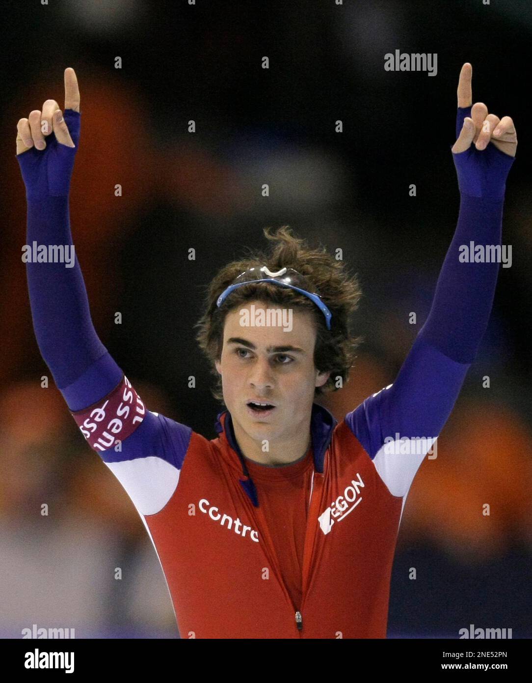 Jan Smeekes of the Netherlands jubilates after the first of two World ...