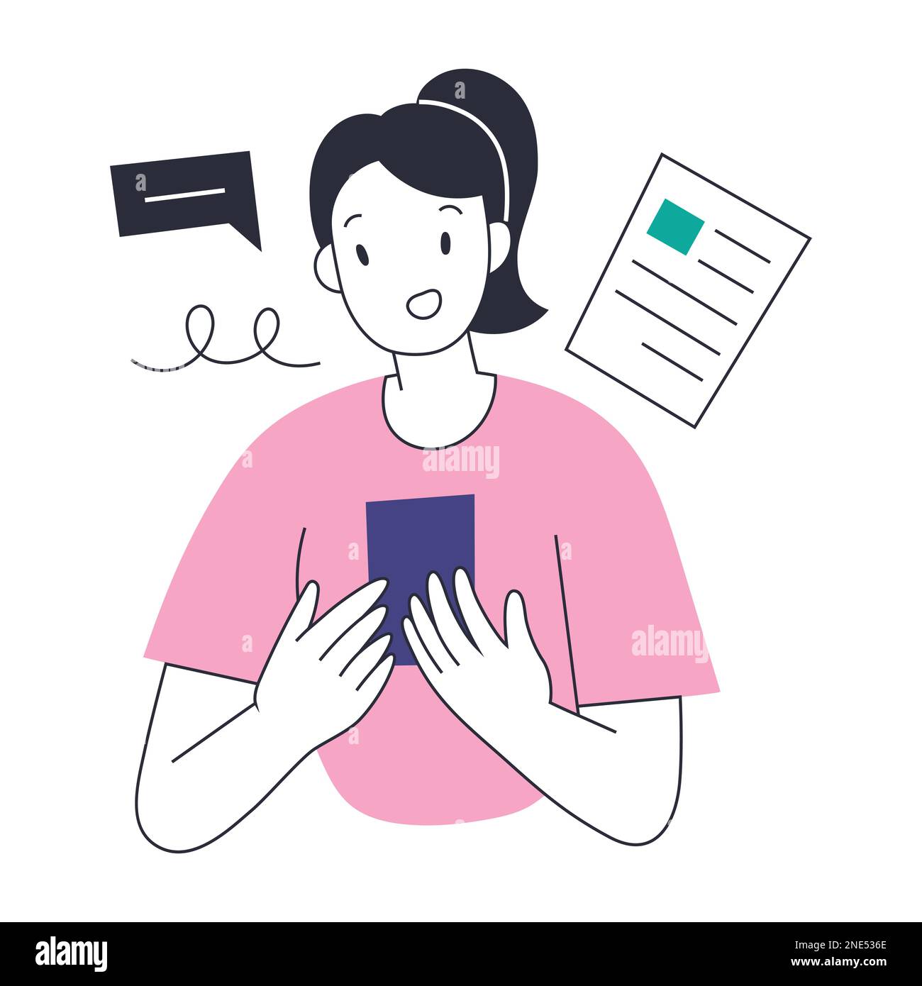 Female person reading bad news, article or social media post, feeling ...