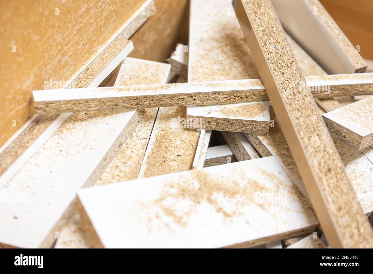 Close up of scraps MDF wood in the bin, woodwork concept Stock Photo ...