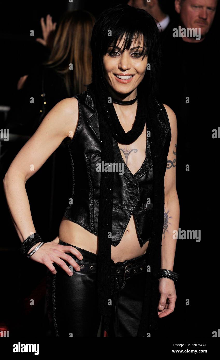 Rock singer Joan Jett poses at the premiere of the film "The Runaways ...