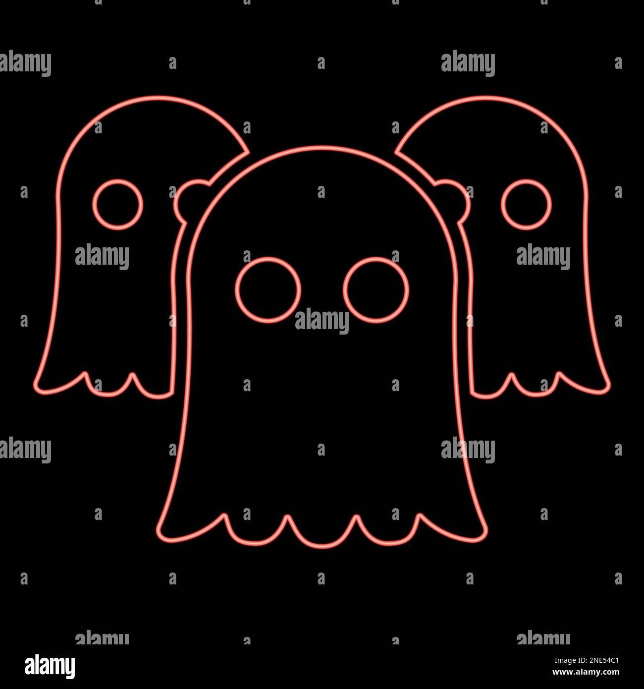 Neon spirits Ghosts red color vector illustration image flat style ...