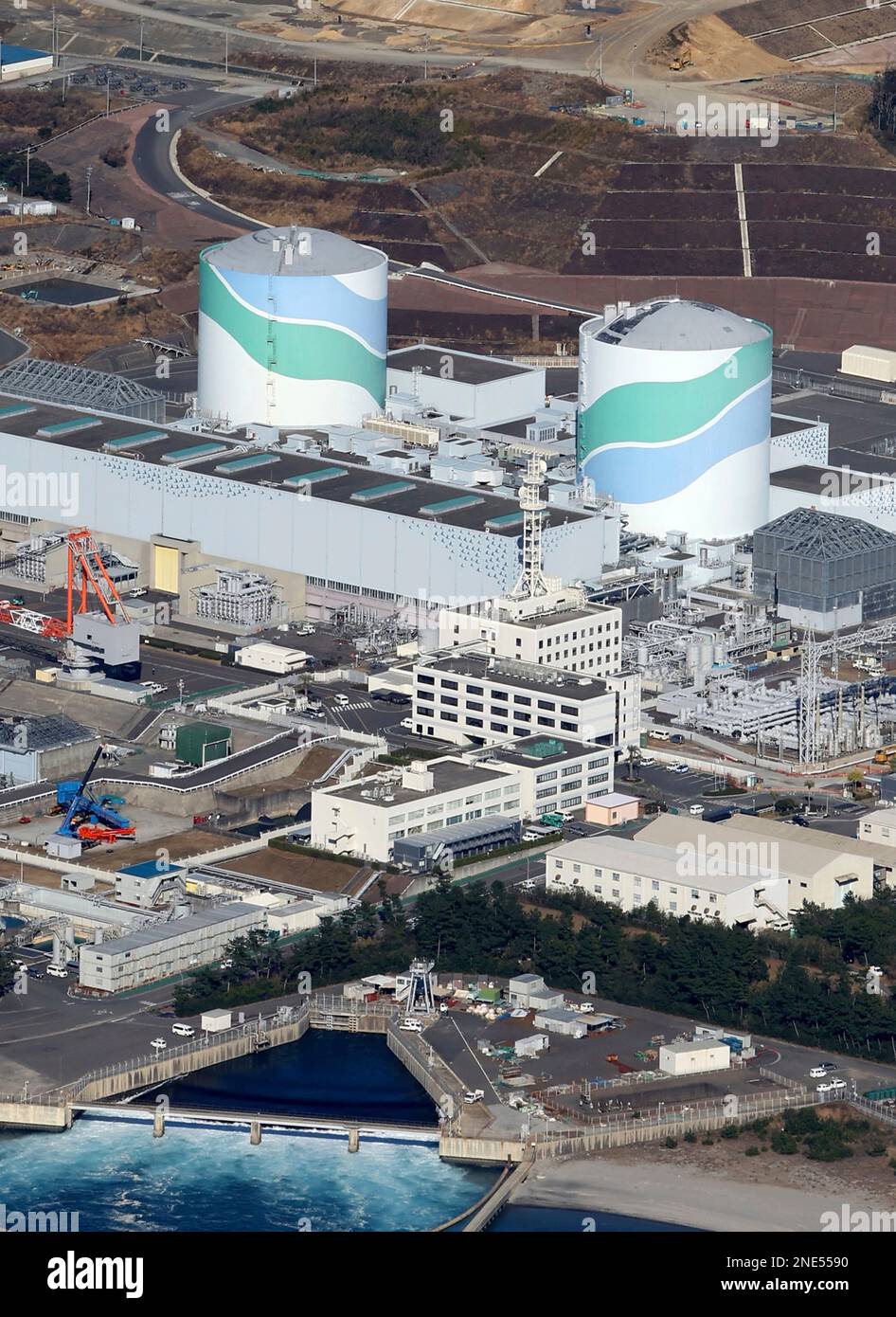An aerial photo shows Sendai Nuclear Power Plant in Satsumasendai City ...
