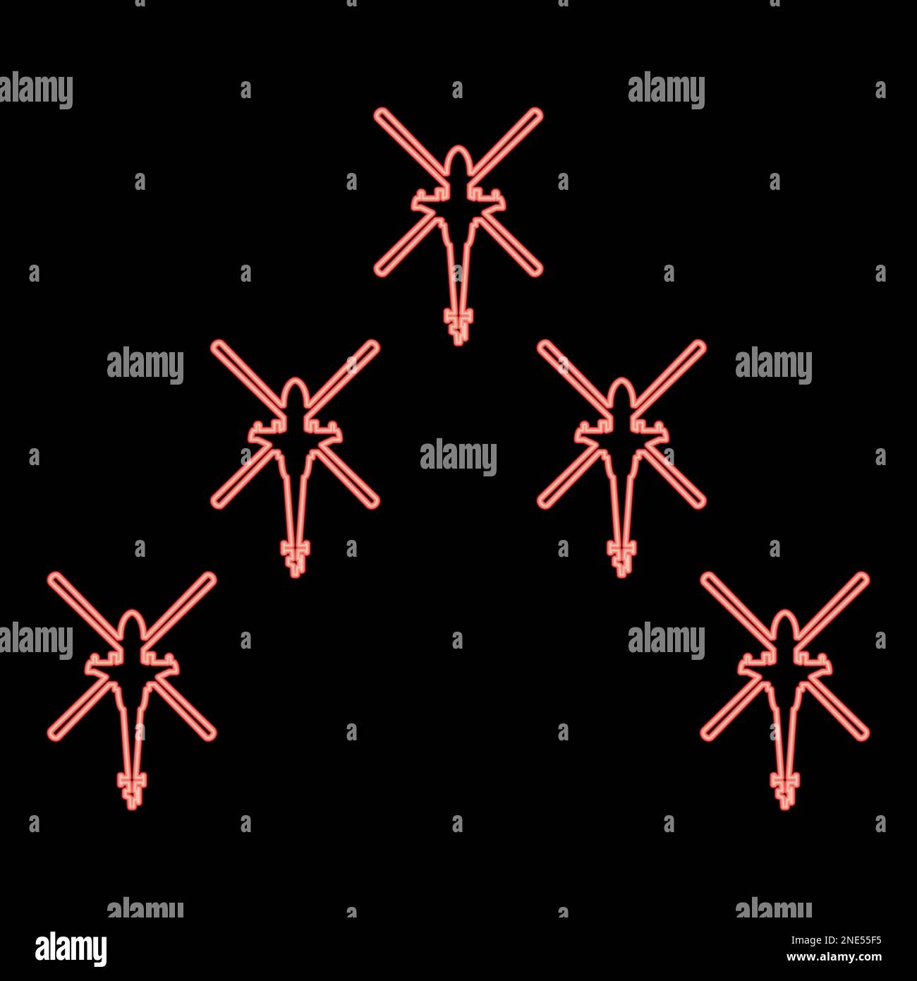 Neon group of combat helicopters military concept chopper in air army ...