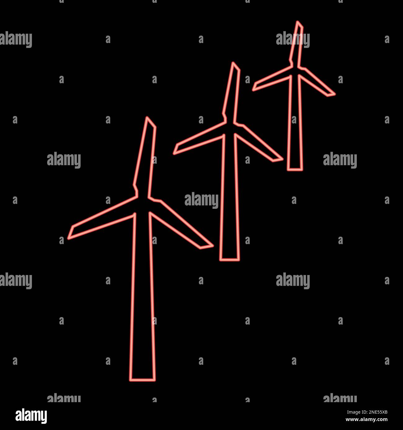 Neon wind generators turbine power Windmill clean energy concept red ...