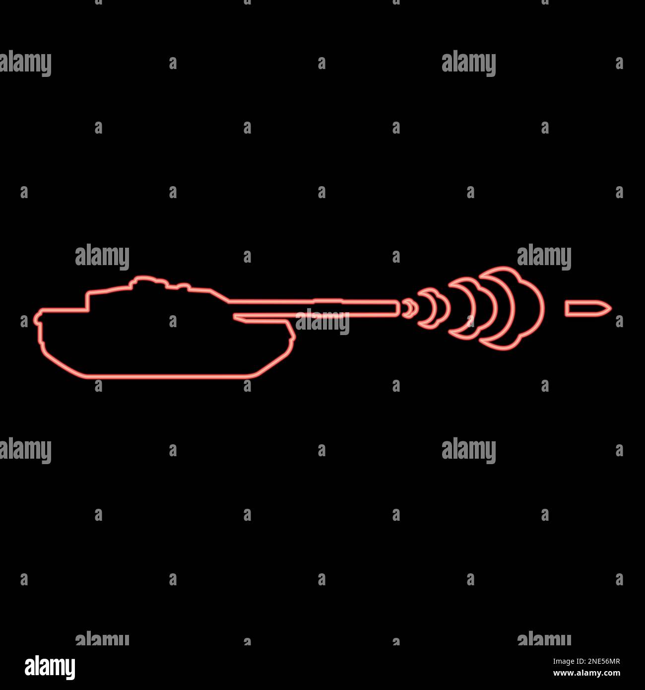 Neon tank shooting projectile shell military smoking after shot war ...
