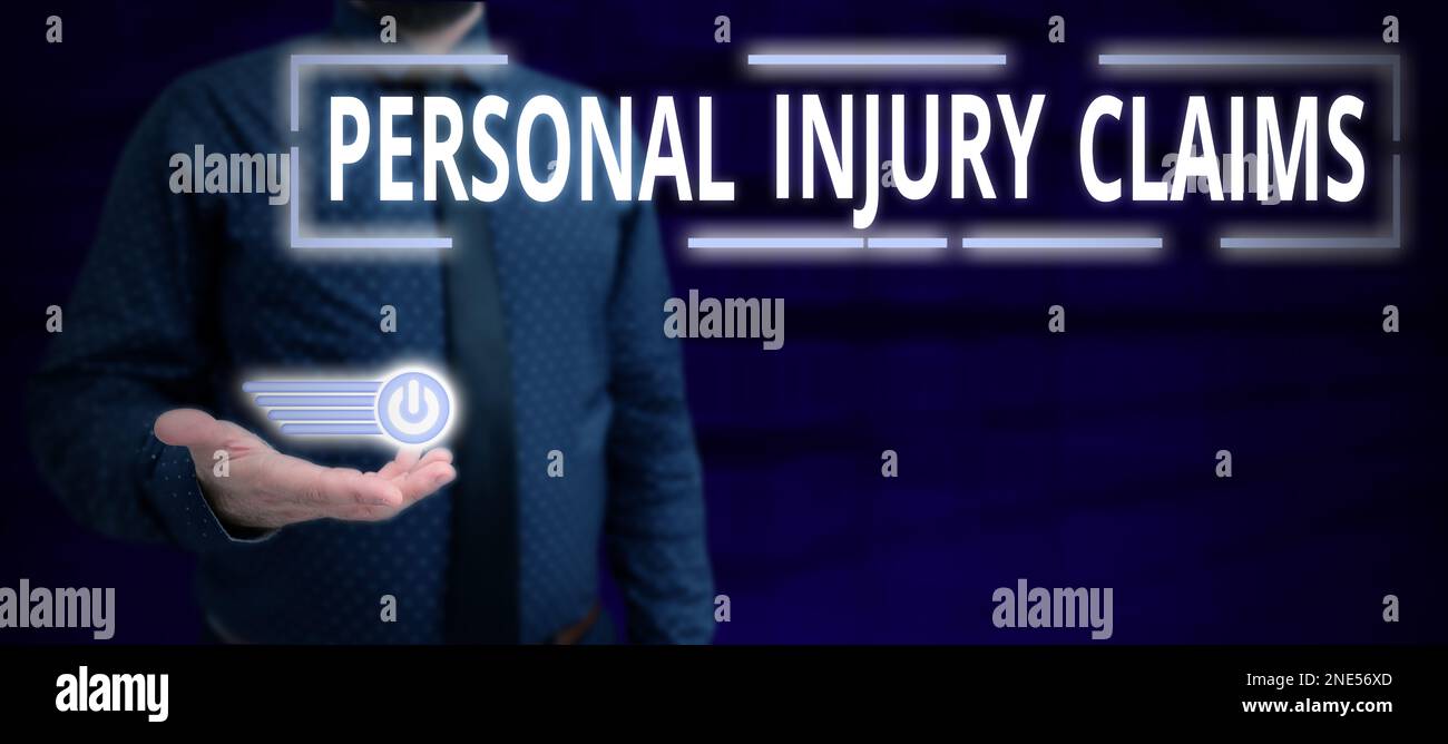 Text sign showing Personal Injury Claims. Business idea being hurt or ...
