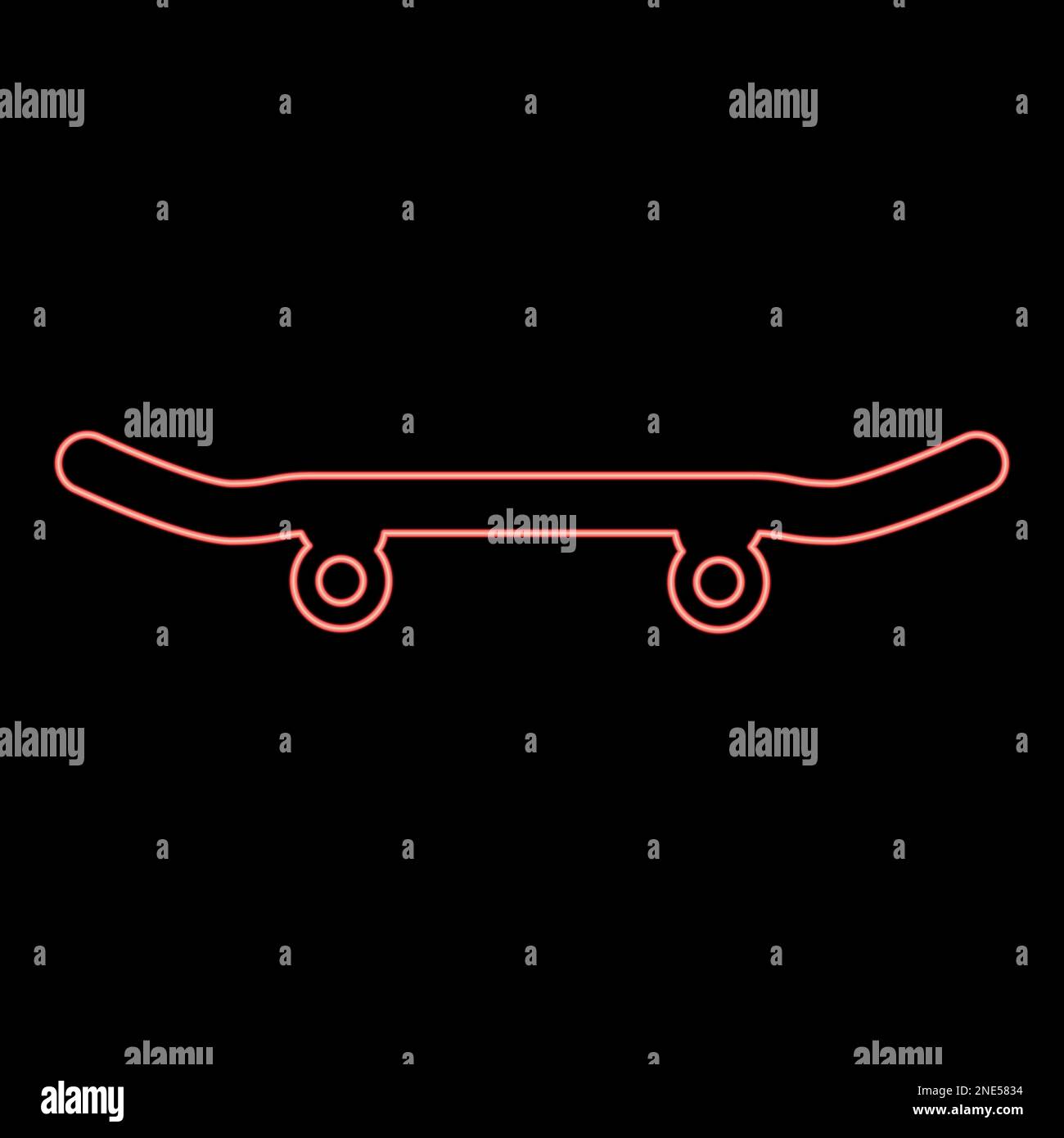 Neon skateboard longboard red color vector illustration image flat ...