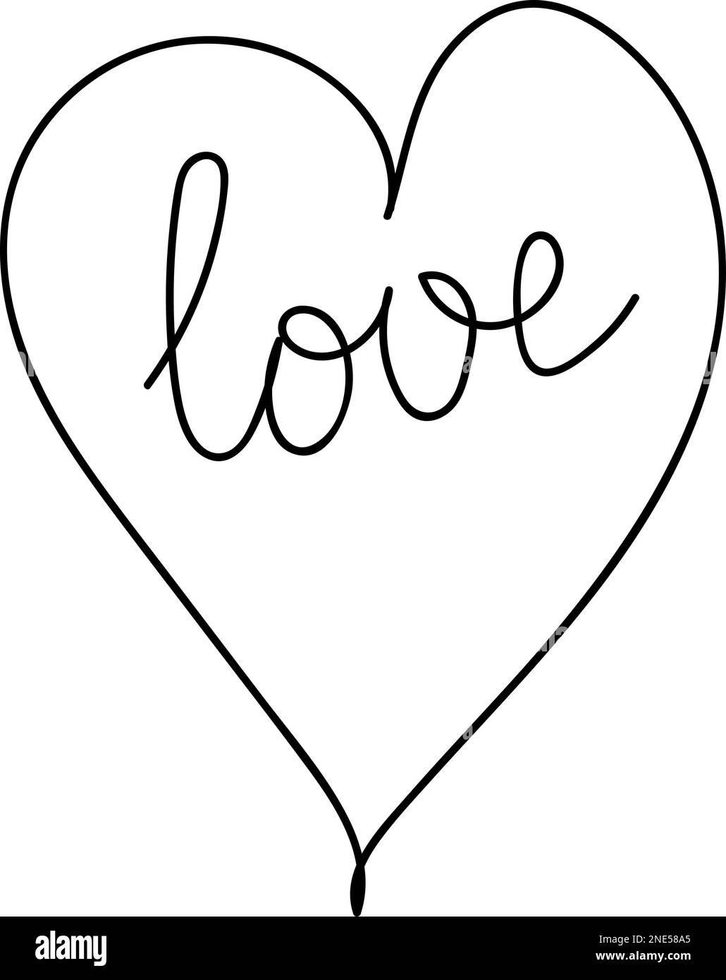 Heart, word love, doodle picture. Hand drawn, vector illustration ...