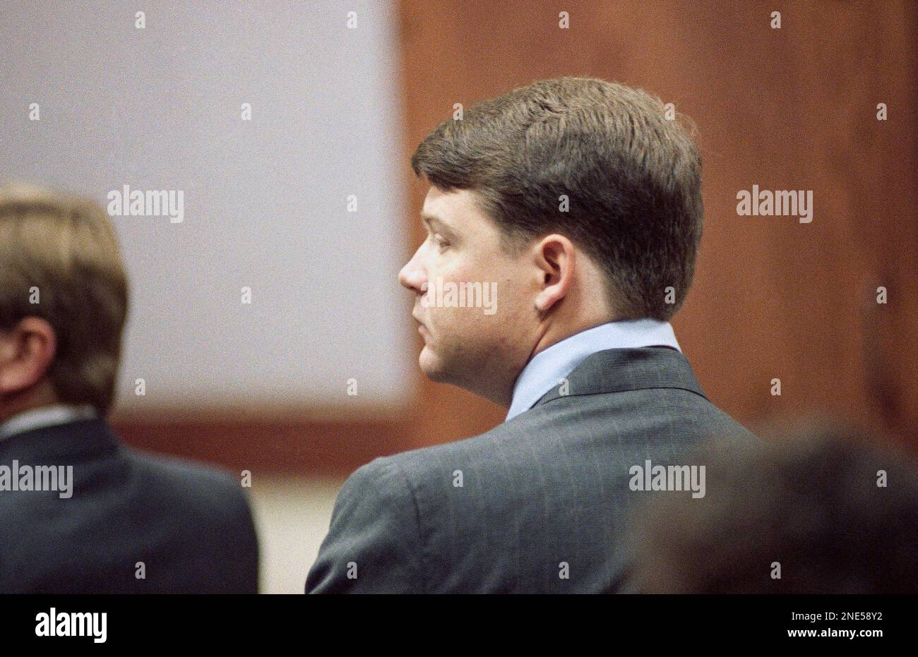 Los Angeles police officer Laurence Powell listens to pretrial motions ...