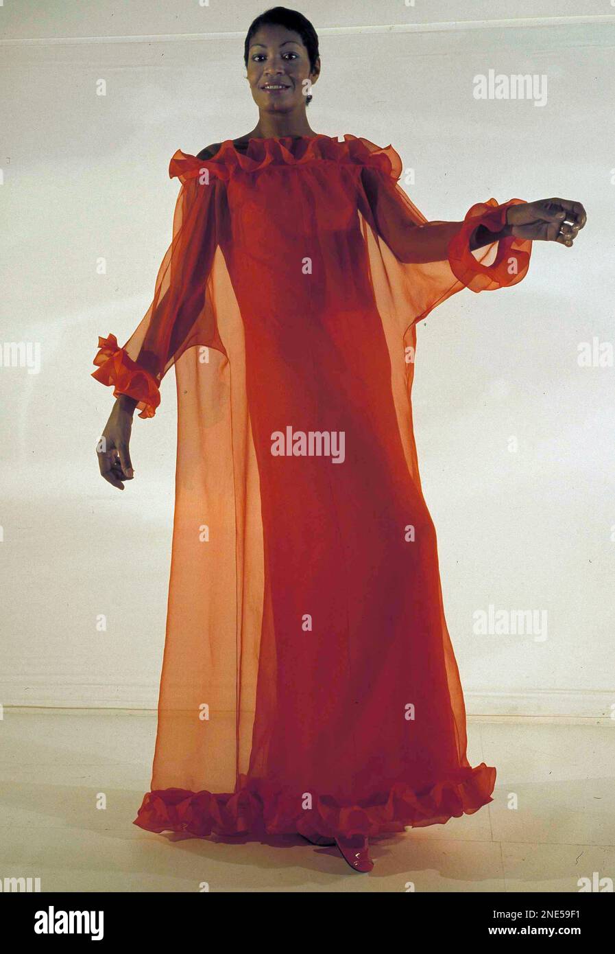 Evening dress from the fall-winter collection of Andre Courreges is ...