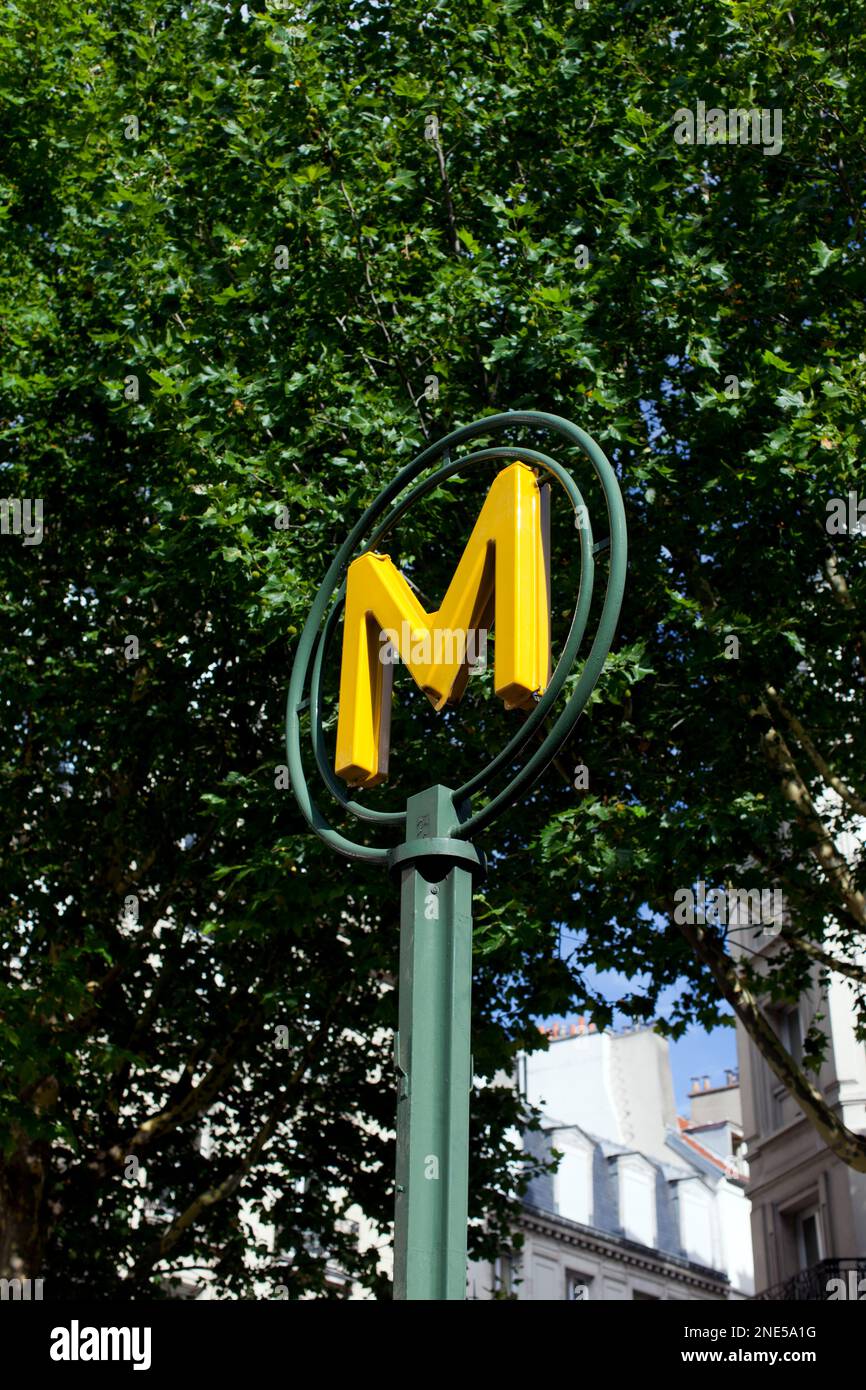 France, Paris, modern Metro underground sign Stock Photo - Alamy