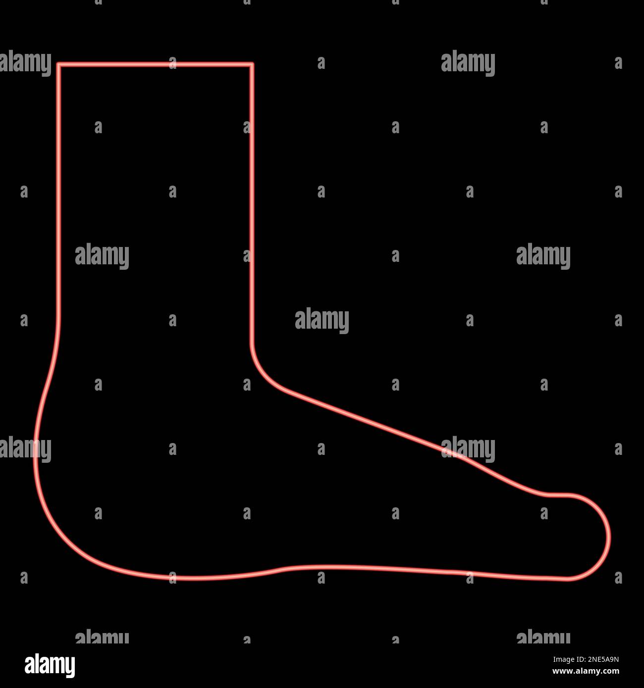 Neon foot care concept human ankle sole naked red color vector ...