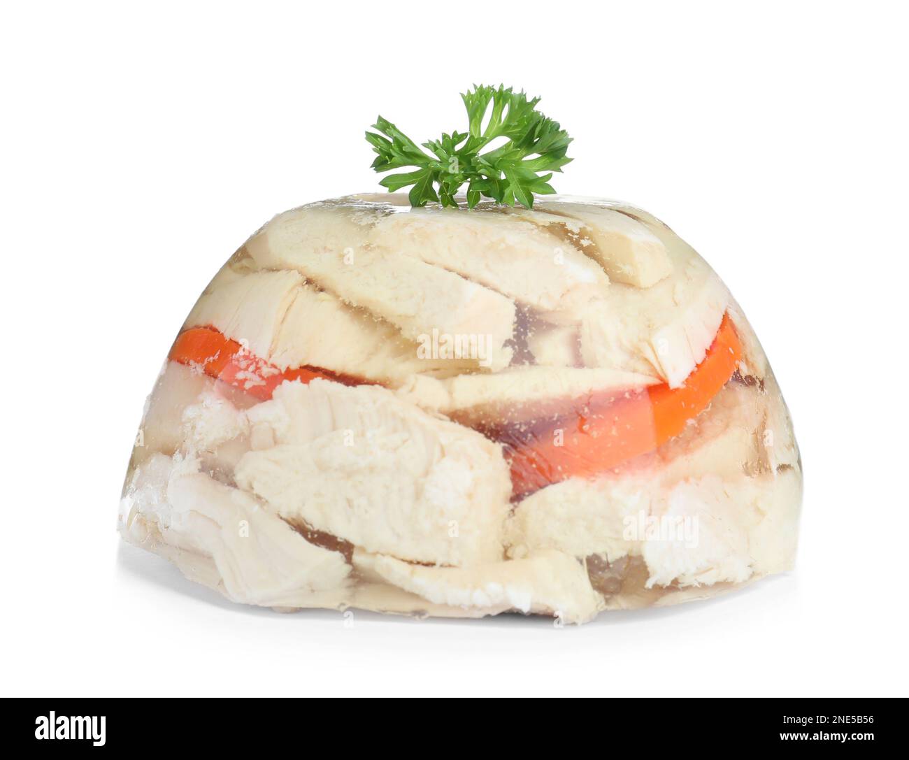 Delicious homemade chicken aspic isolated on white Stock Photo - Alamy