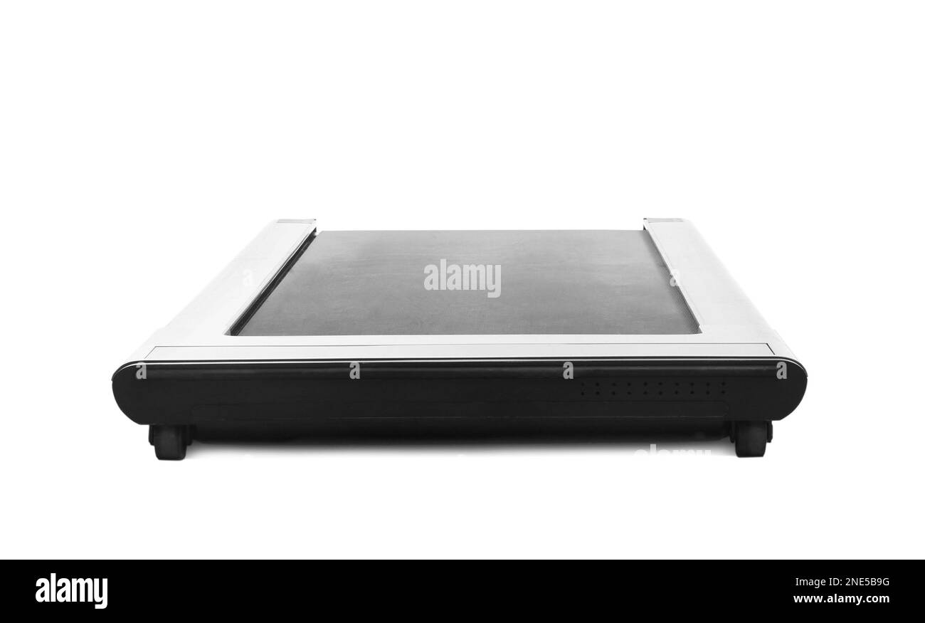 Modern walking treadmill isolated on white. Gym equipment Stock Photo ...