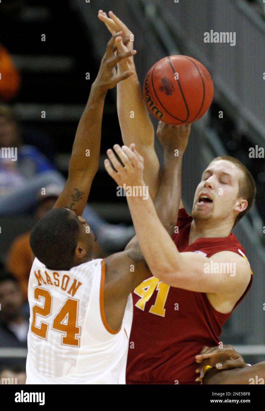Iowa State center Justin Hamilton (41) and Texas guard Justin Mason (24 ...