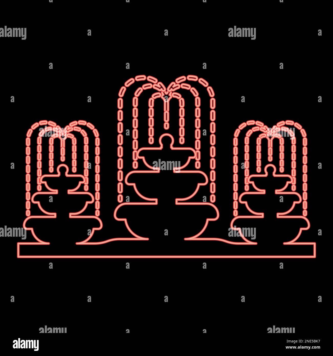 Neon fountain stream red color vector illustration image flat style ...