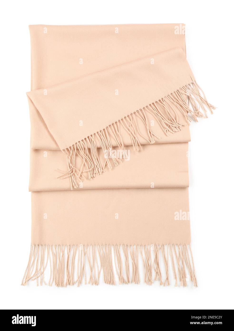 Soft cashmere scarf isolated on white, top view Stock Photo - Alamy