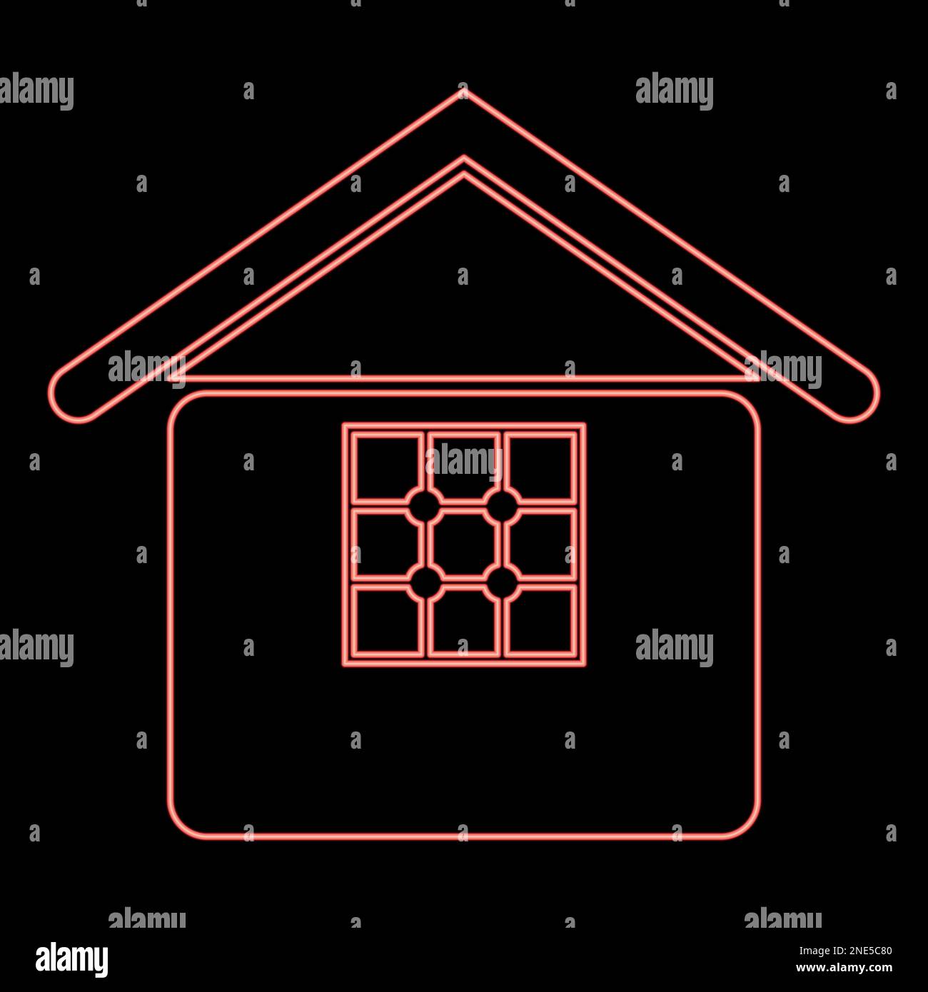 Neon home red color vector illustration image flat style light Stock ...