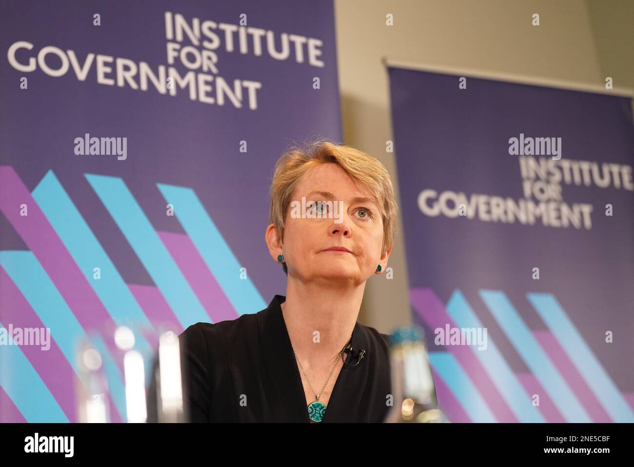 Shadow home secretary Yvette Cooper delivers a speech at the Institute ...