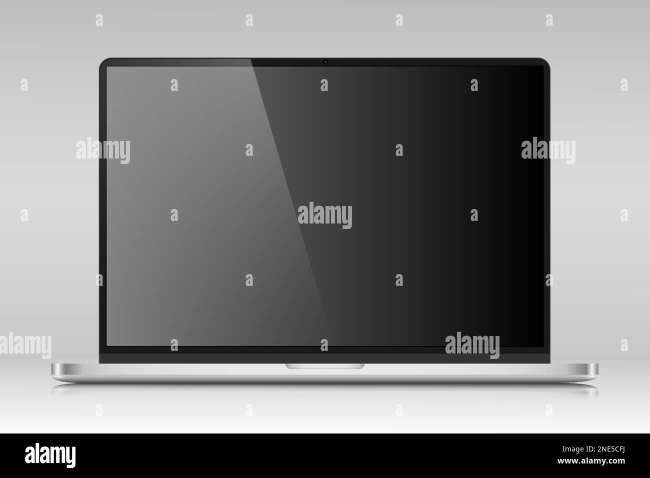 Realistic layout of a modern laptop in a silver metal case. A laptop ...