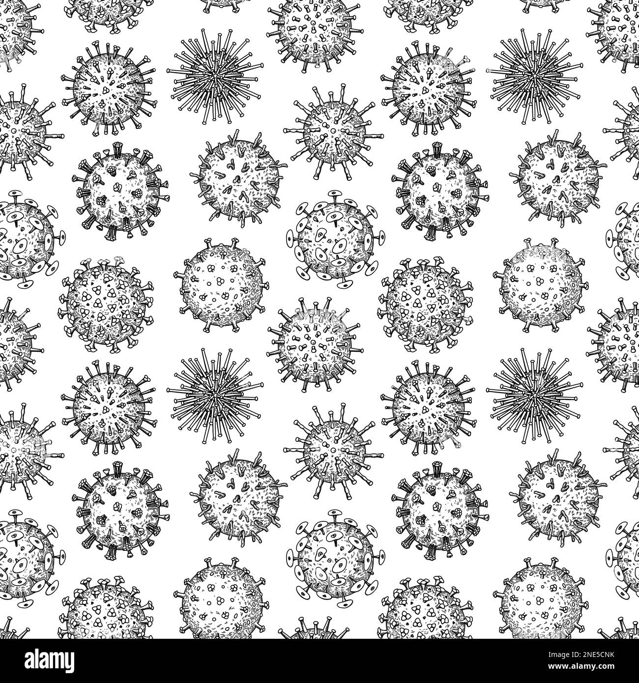 Viruses seamless patten. Scientific hand drawn vector illustration in ...