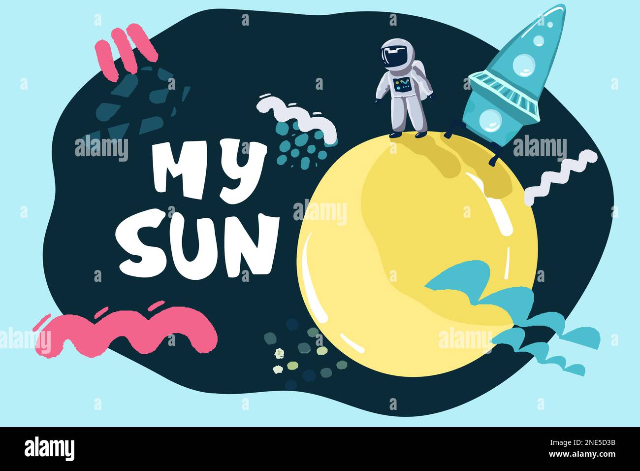 horizontal space background with abstract shape and planets. Web design ...