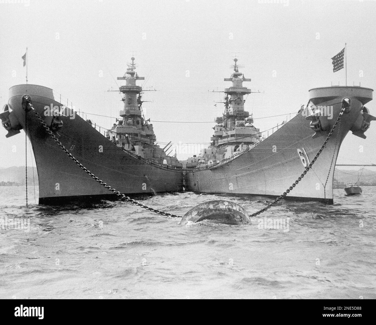 The U.S. battleships Missouri, left, and Iowa, two of the world?s most ...