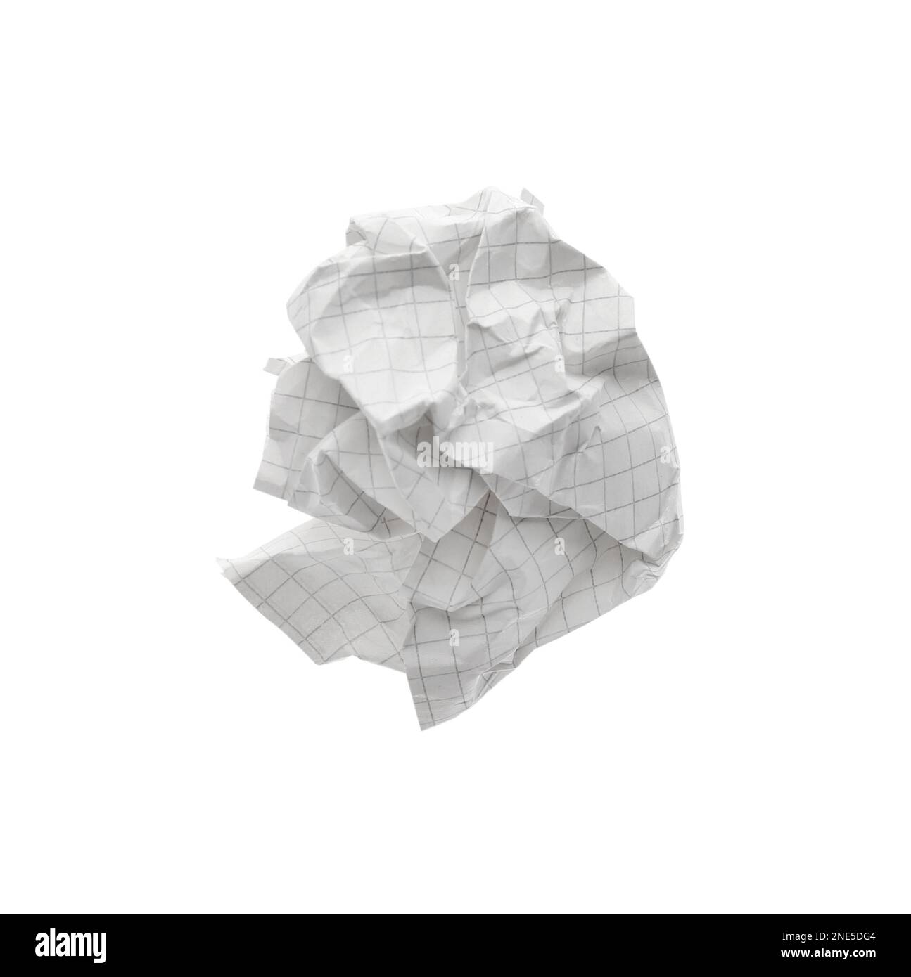 Crumpled sheet of notebook paper isolated on white, top view Stock ...