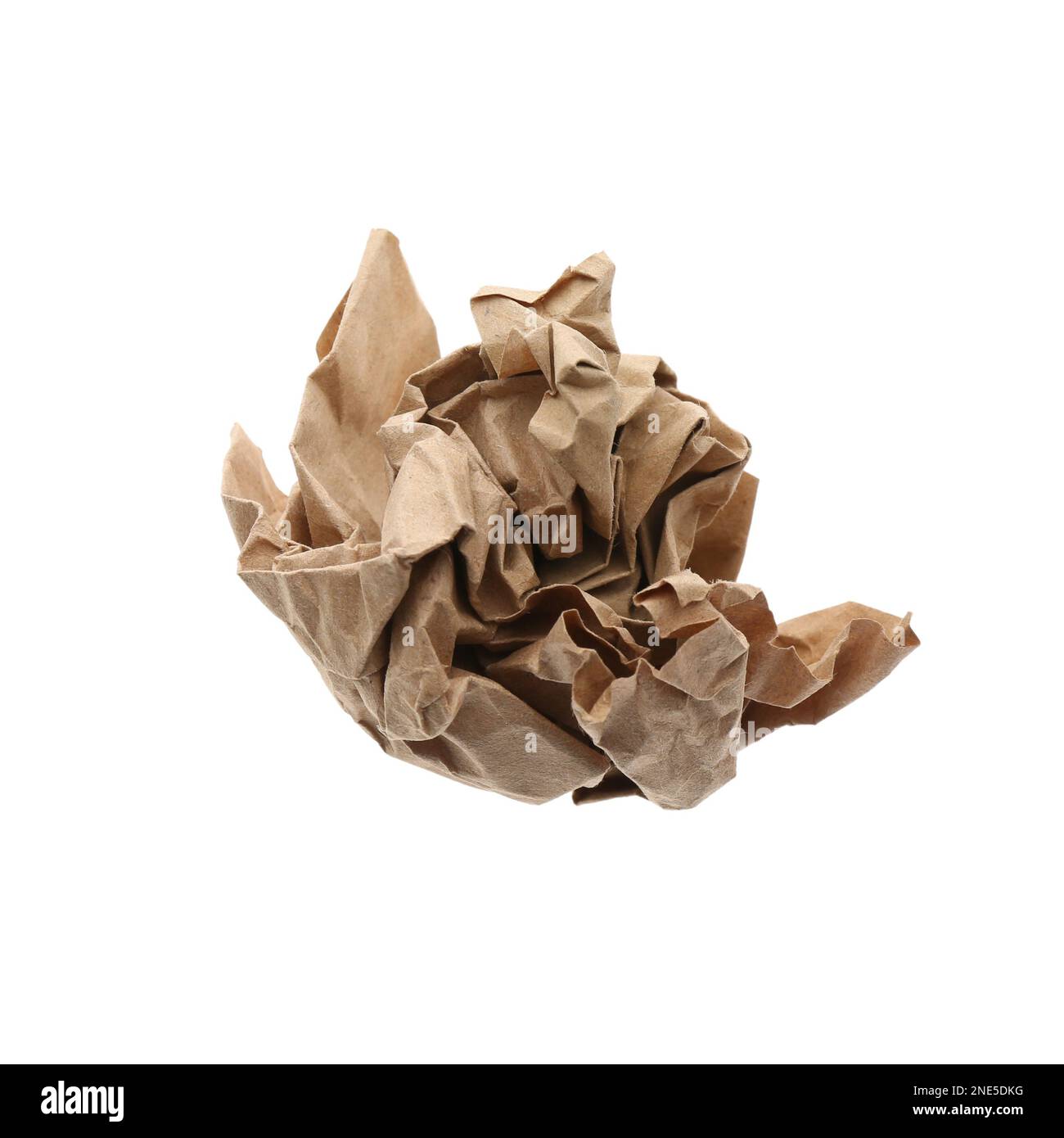 Crumpled sheet of kraft paper isolated on white, top view Stock Photo ...
