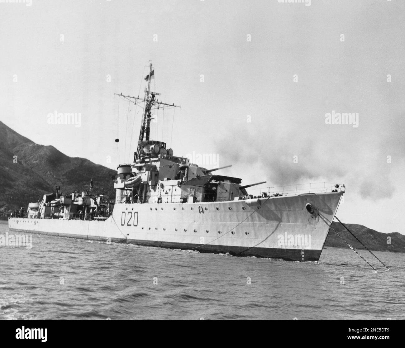 With both anchors out in order that the destroyer won't be grounded ...