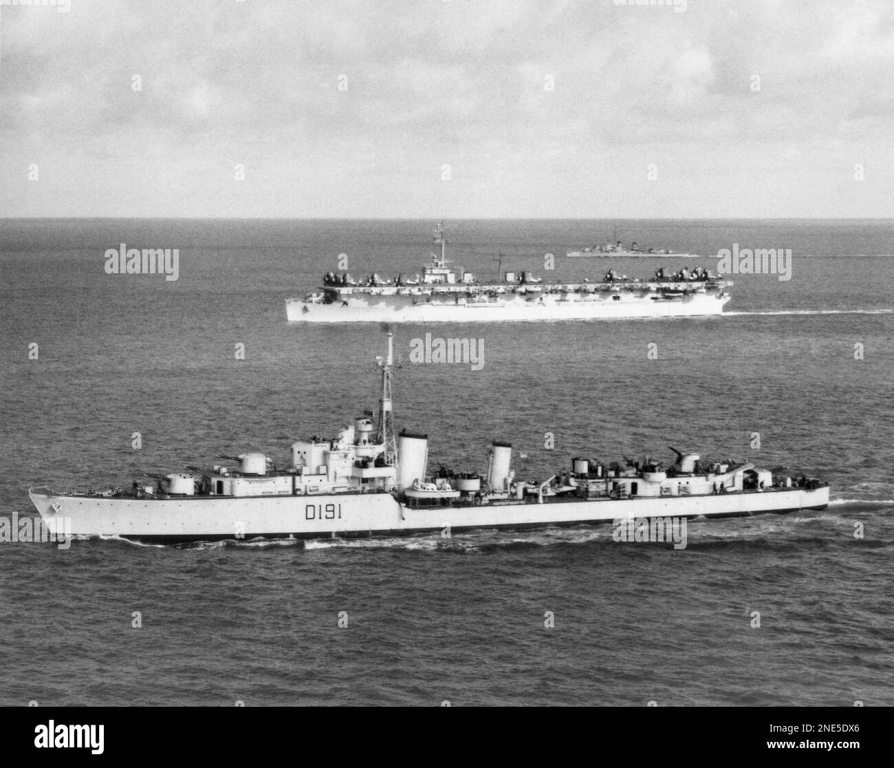 Operating as part of the screening escort for the USS BATAAN (CVL-29) a ...