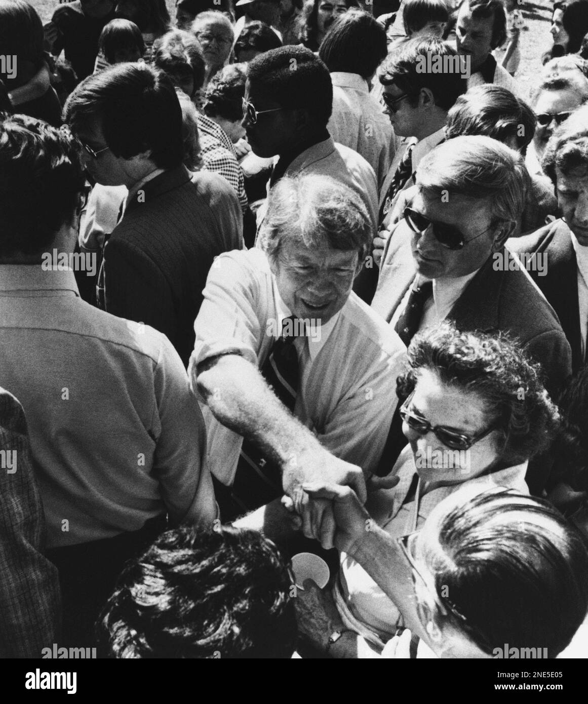Candidate Jimmy Carter greets well-wishers after a speech during a ...