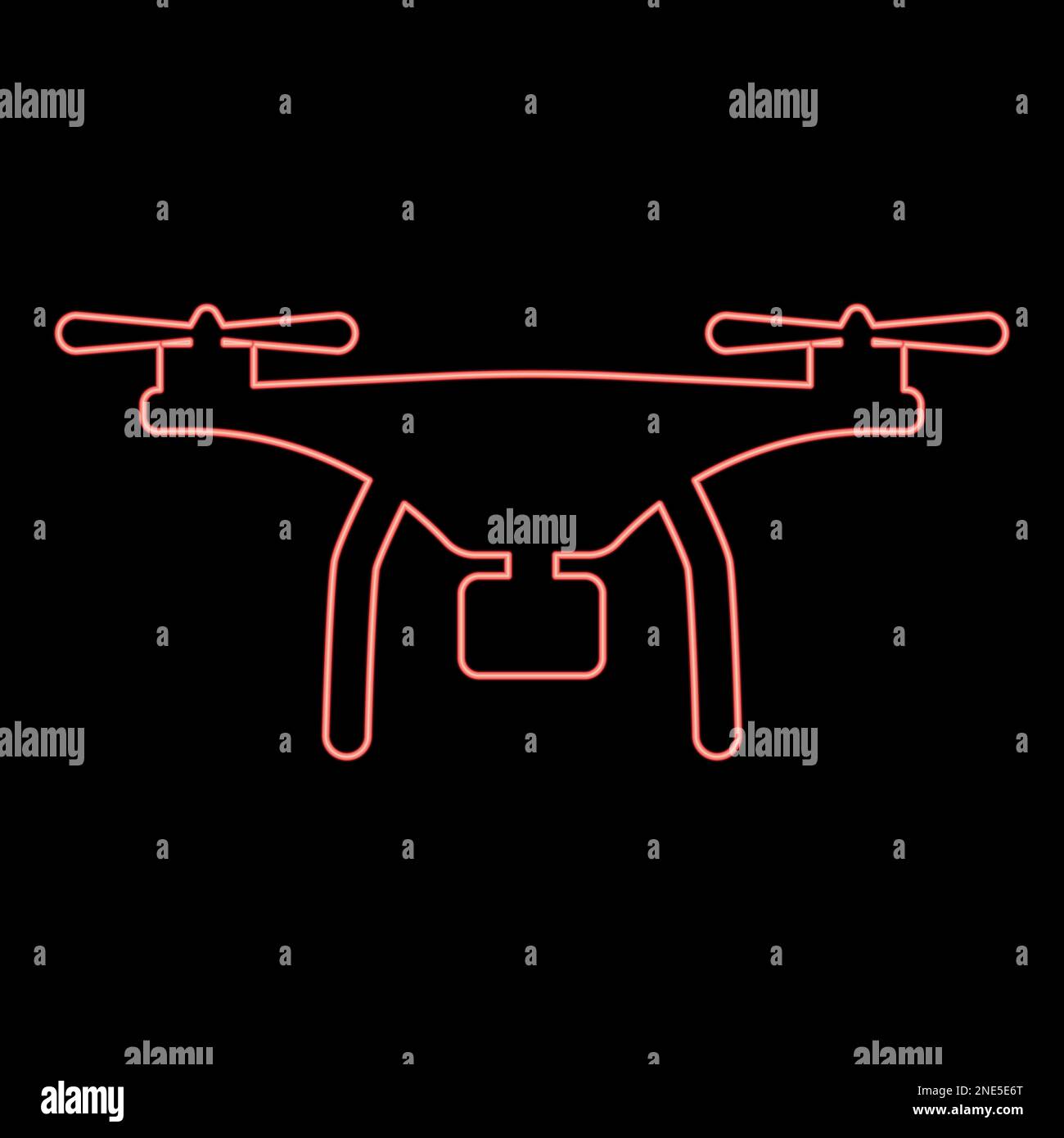 Neon drone with camera red color vector illustration image flat style ...