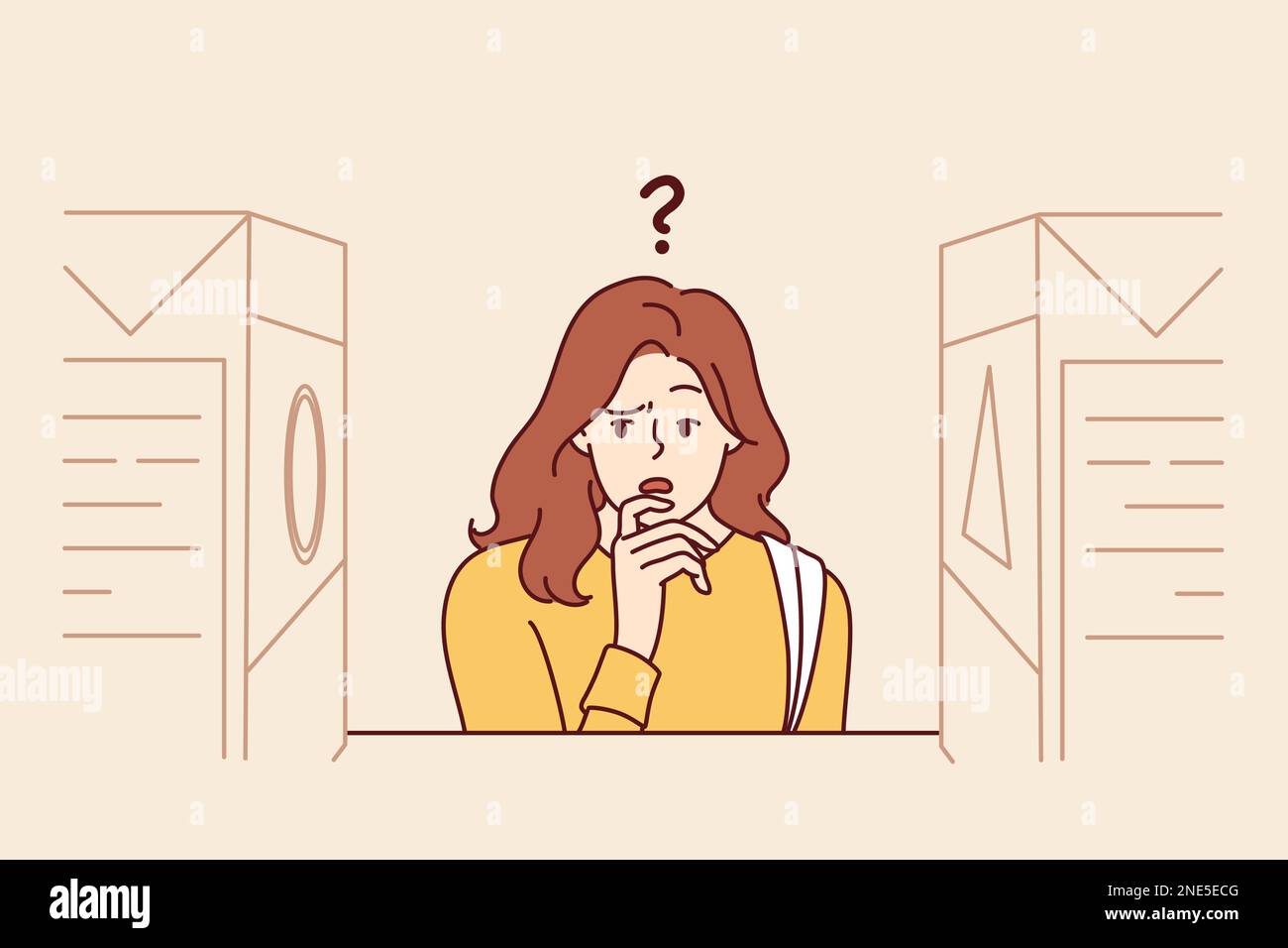 Woman confused between two hi-res stock photography and images - Alamy