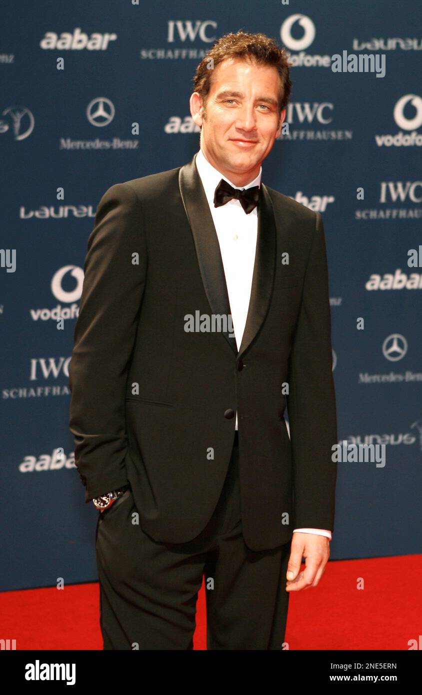 British actor Clive Owen arrives for the Laureus Awards in Abu Dhabi ...