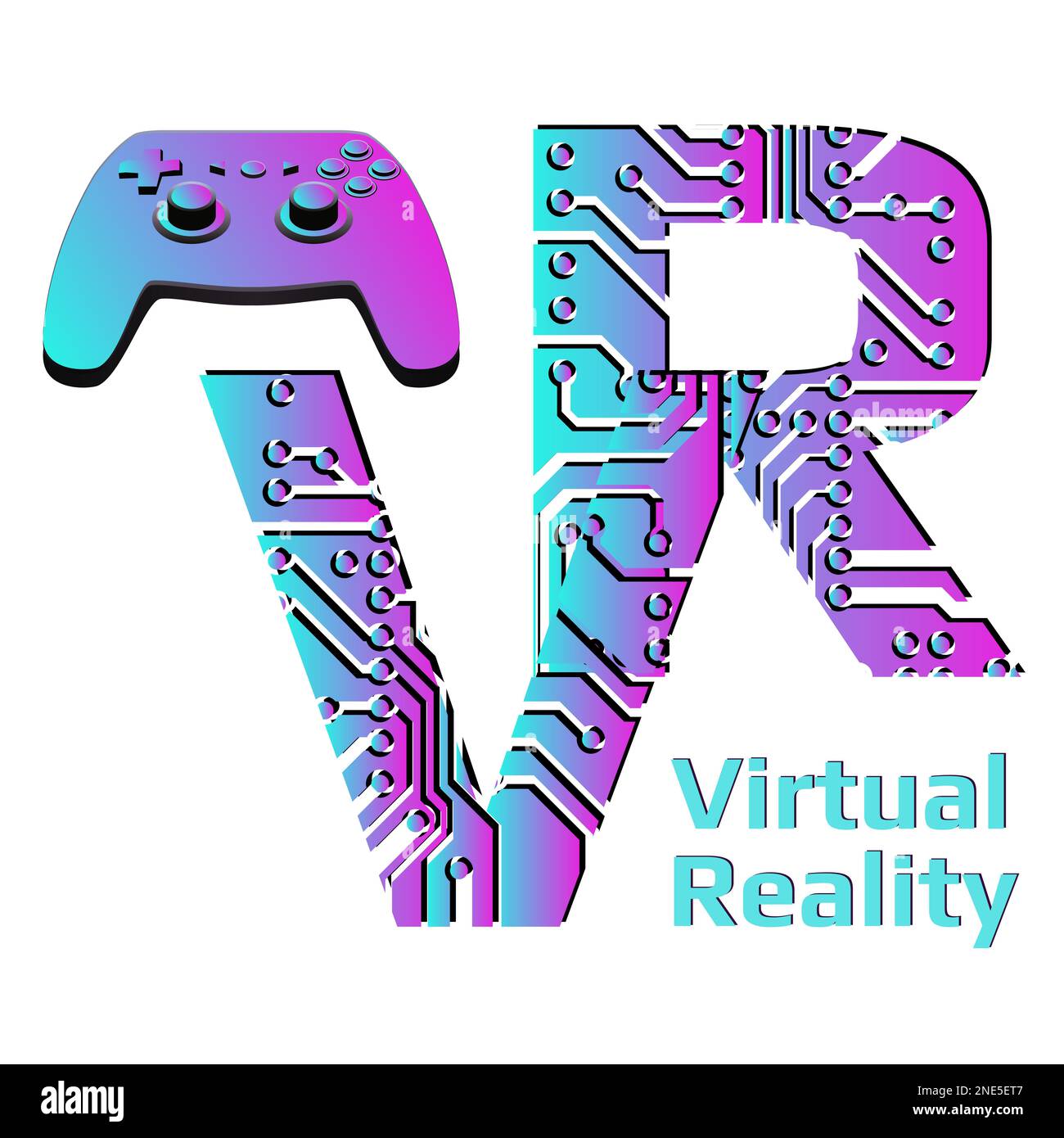 Colorful letters VR abbreviation for Virtual Reality perforated with ...