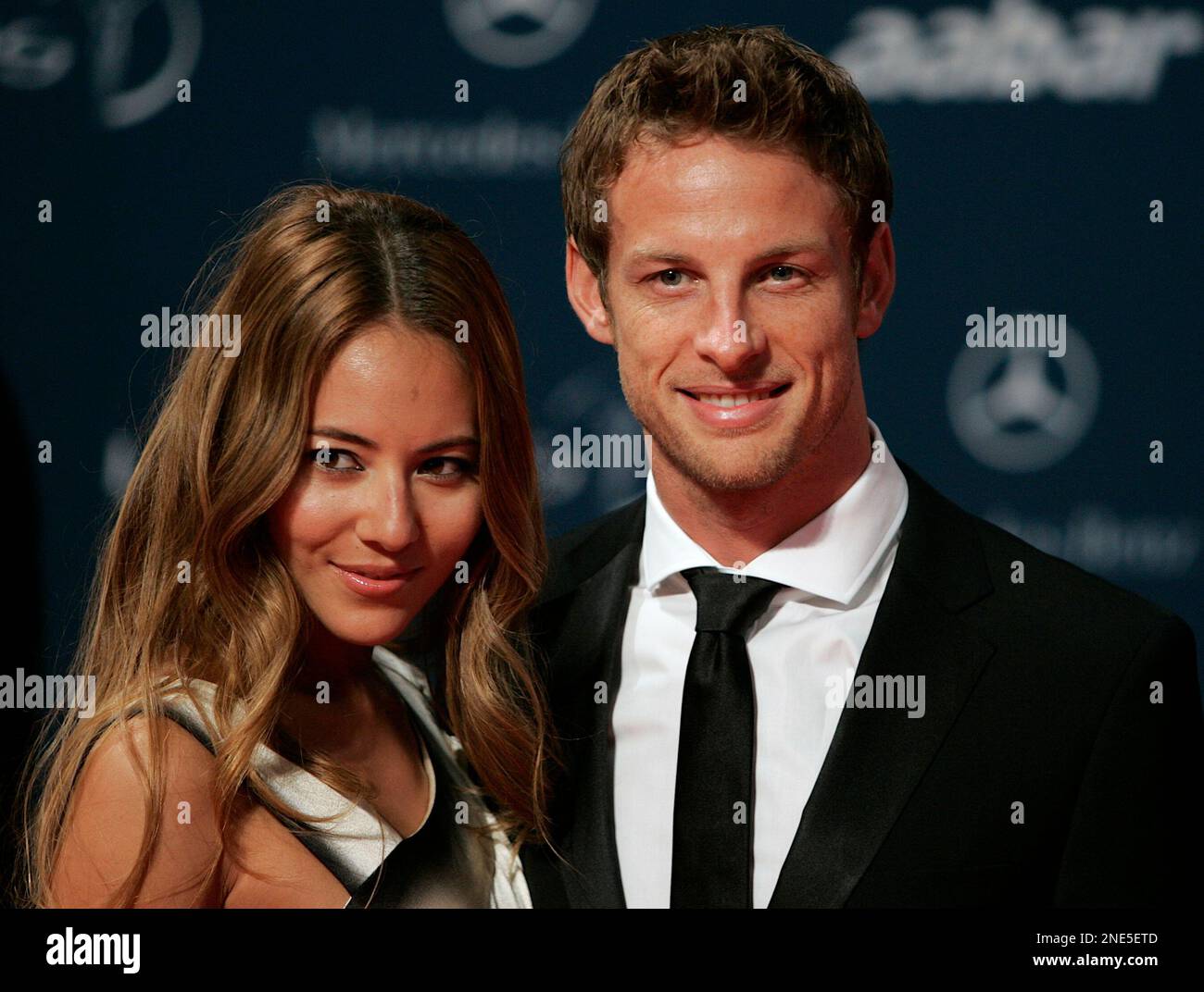 British Formula 1 Driver Janson Button, right, arrives for the Laureus ...