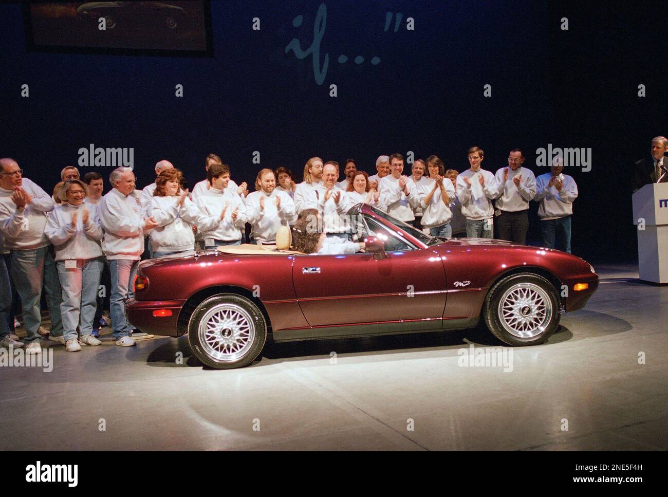 Members of the Miata Club of America applaud the Mazda Miata M Edition ...