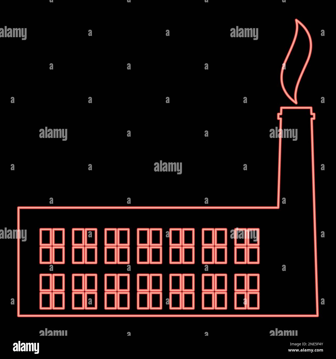 Neon plant Factory red color vector illustration image flat style light ...