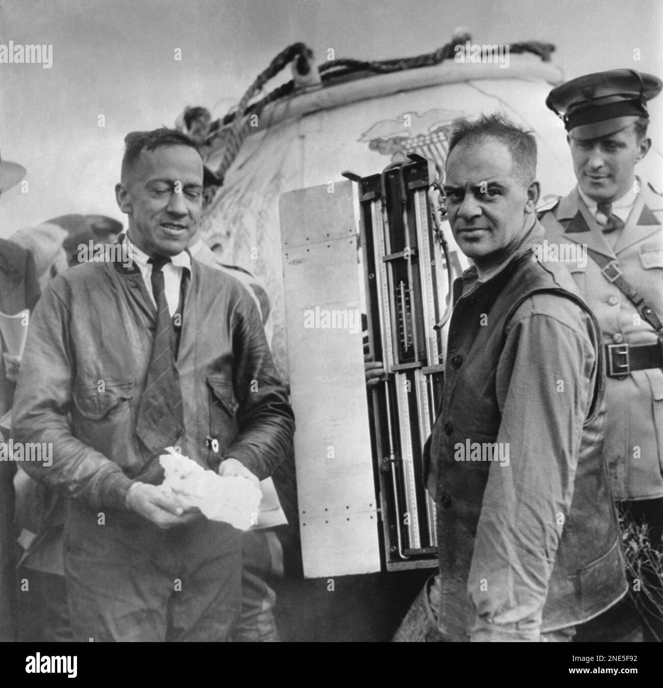 Lieut. Commander T.G.W. Settle (right) and Major Chester Fordney beside ...