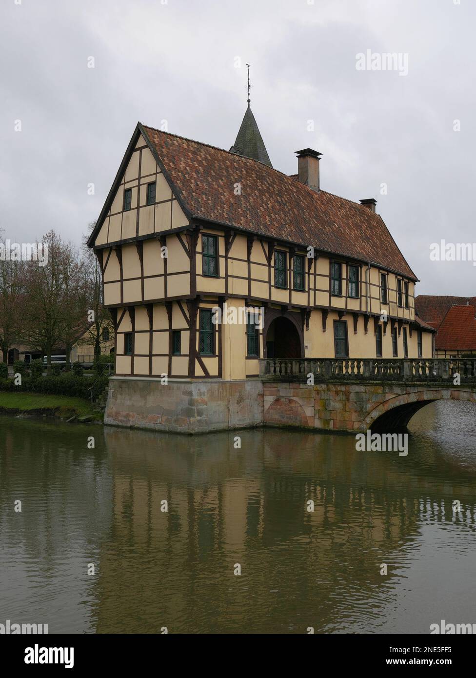 Buildings and moat, Steinfurt Castle, Steinfurt. North Rhine-Westphalia ...