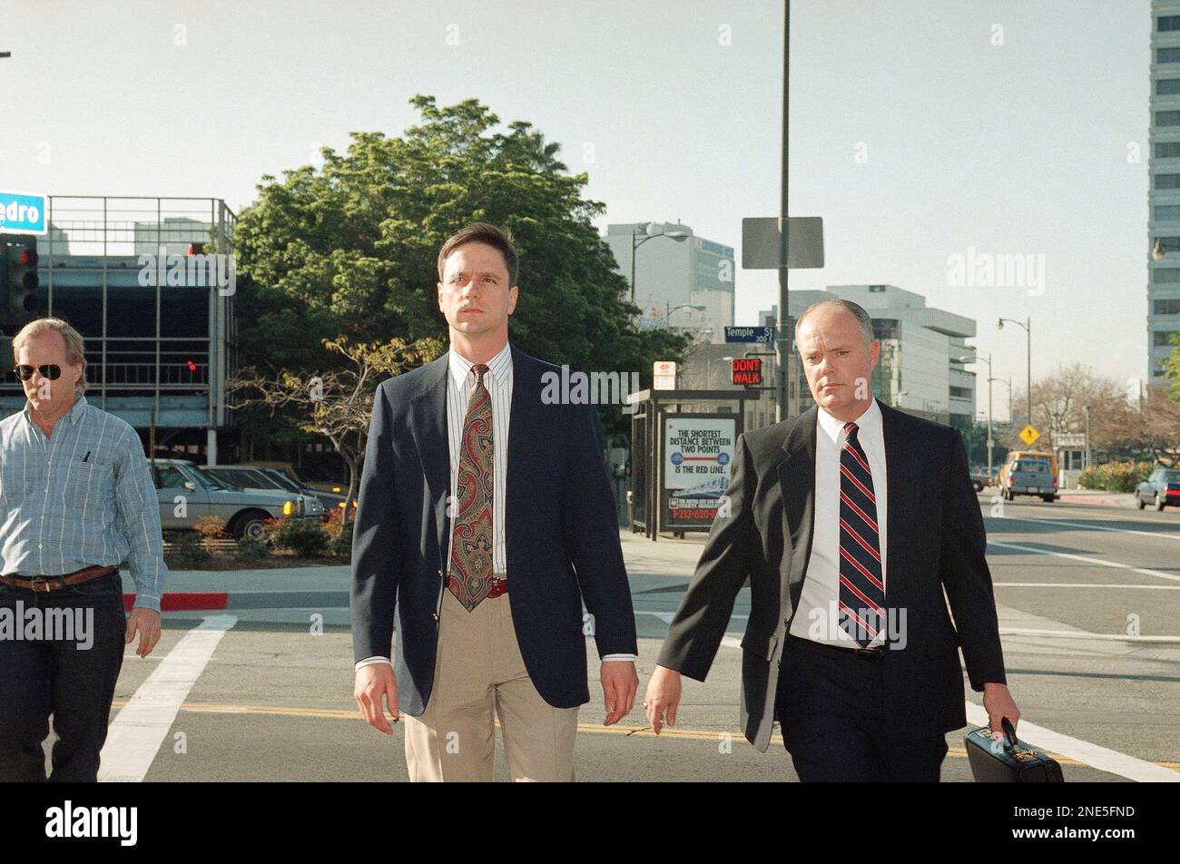 Los Angeles police officers Timothy Wind, left, and Stacey Koon arrive ...