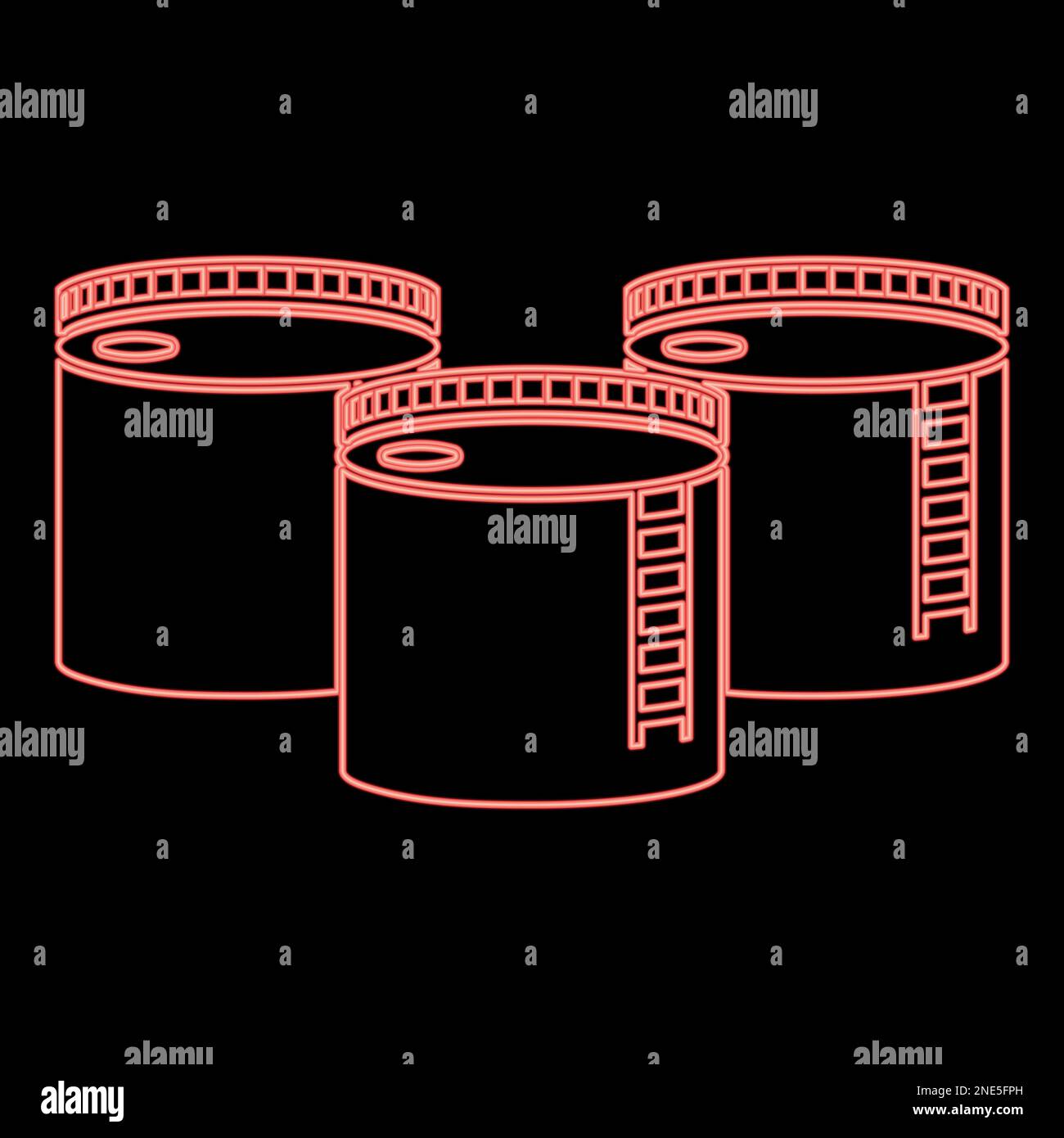 Neon tanks with oil storage red color vector illustration image flat ...