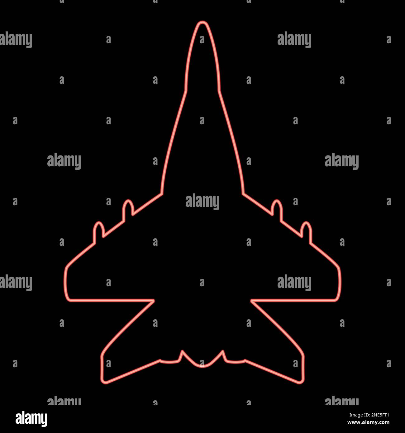 Neon jet plane fighter reactive pursuit military red color vector ...