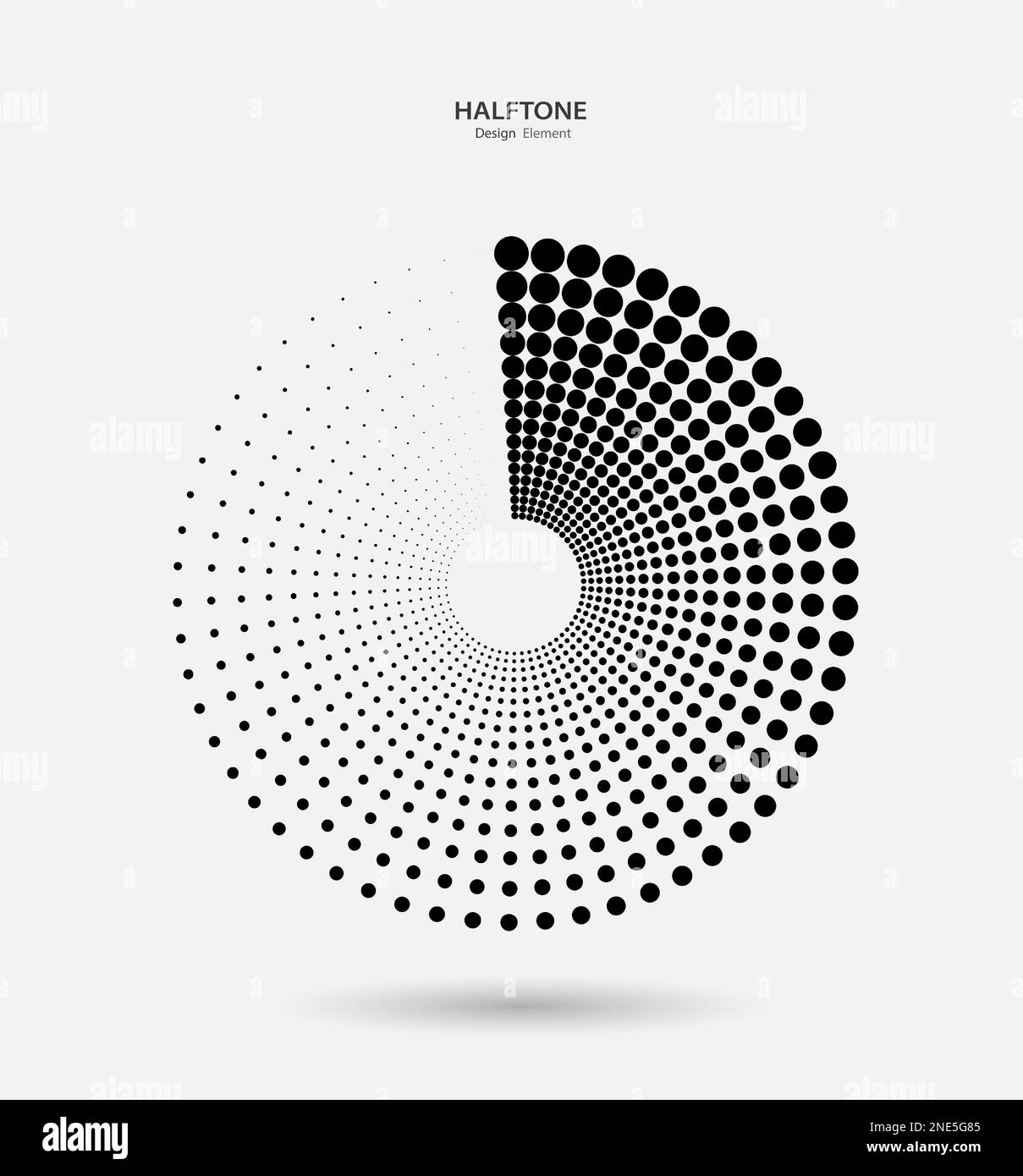 A black circle of dotted semitones on a light background. A design ...