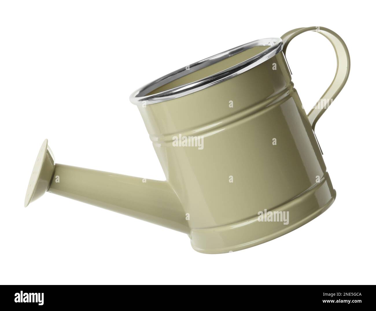 Beige metal watering can isolated on white Stock Photo - Alamy