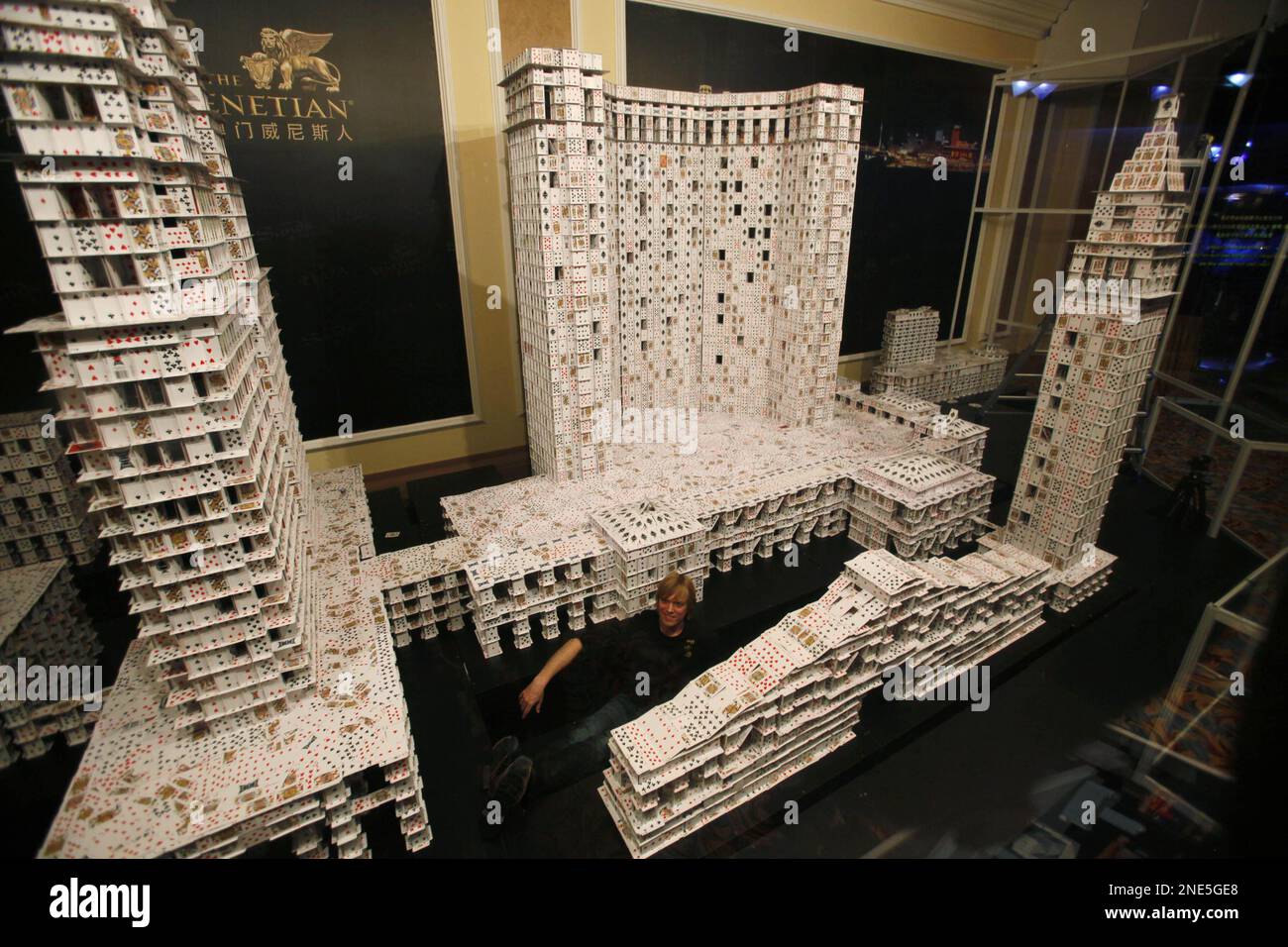 Bryan Berg of the U.S. poses at his creation of the replica of The ...