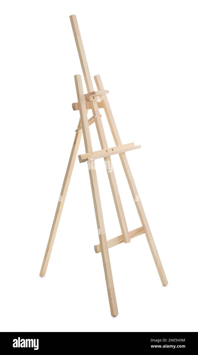 Empty wooden easel isolated on white. Equipment for art Stock Photo - Alamy